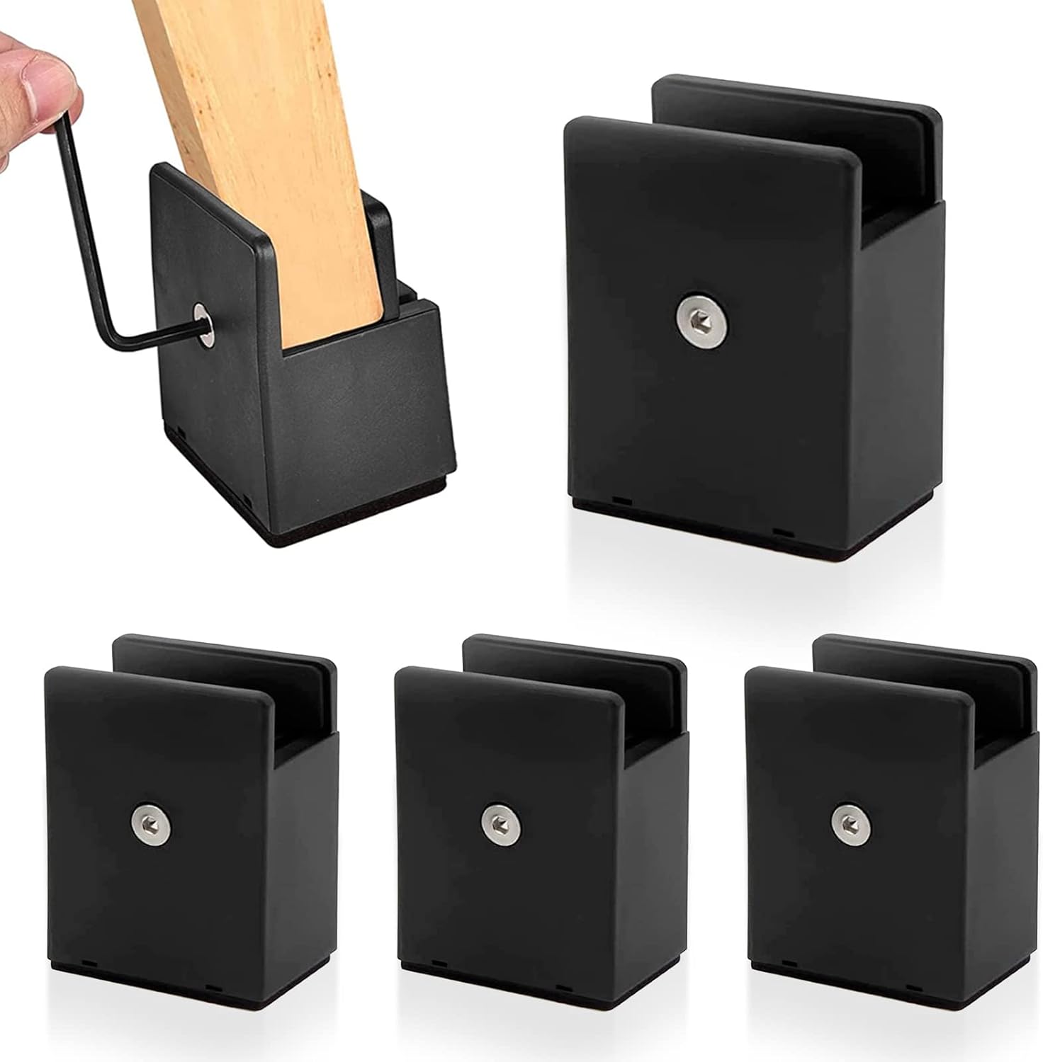 Amazon.com: Adjustable Bed Risers - Adjustable Furniture Risers, 4 Pack ...