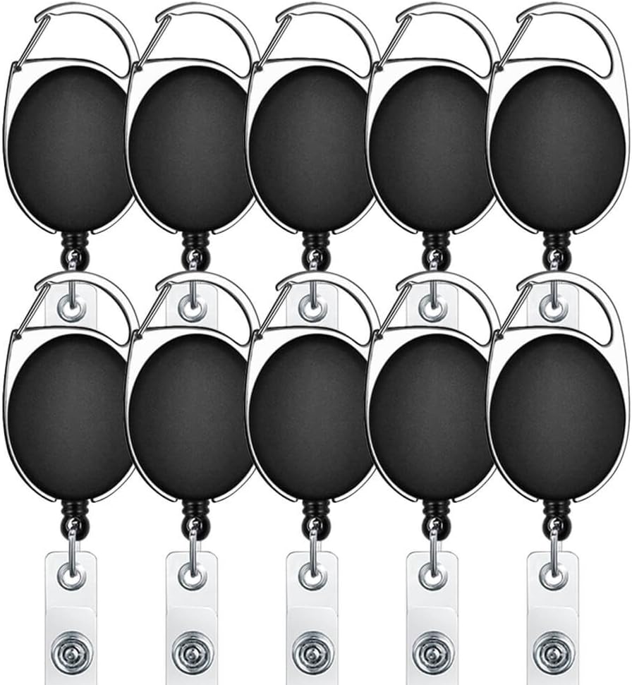 kuou 10 Pack Retractable Keyring, Retractable Lanyard Badge Reels Clips ...