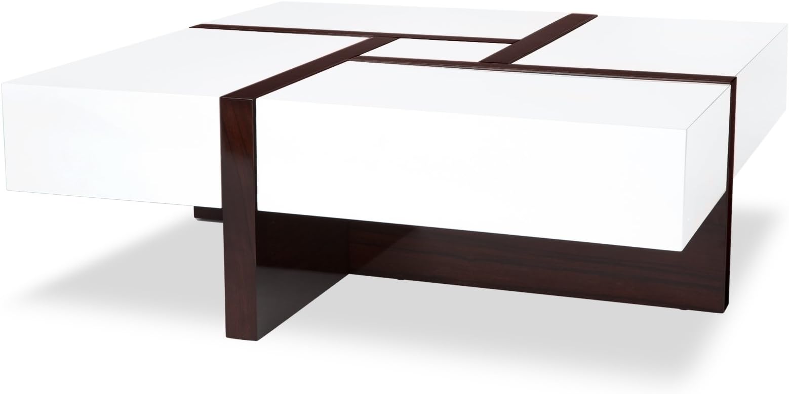 Amazon.com: homary Modern Wood Block Coffee Table Marble & Walnut ...
