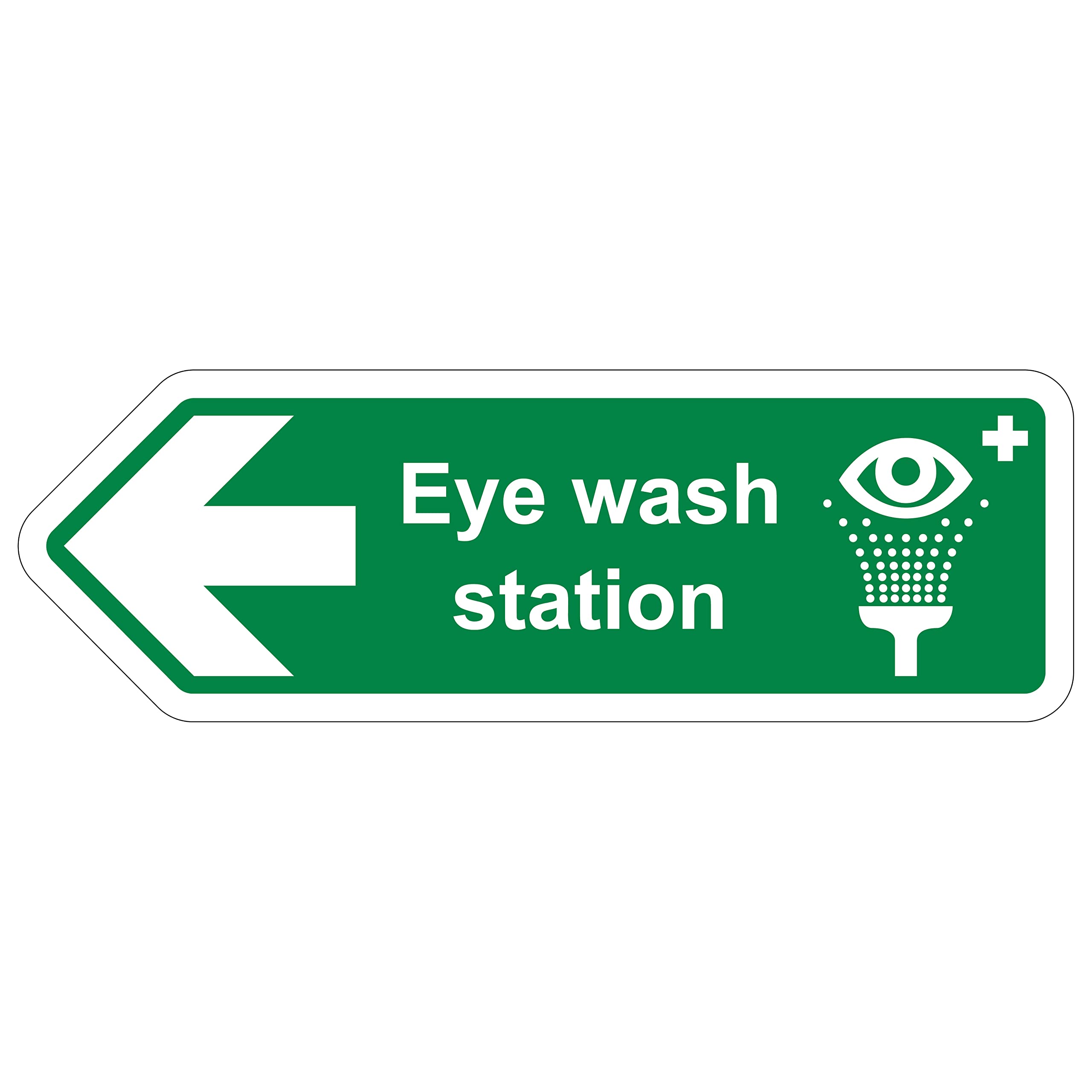 V Safety Shaped Safety Sign – Eyewash Station Arrow Left – 450X150-2MM ...
