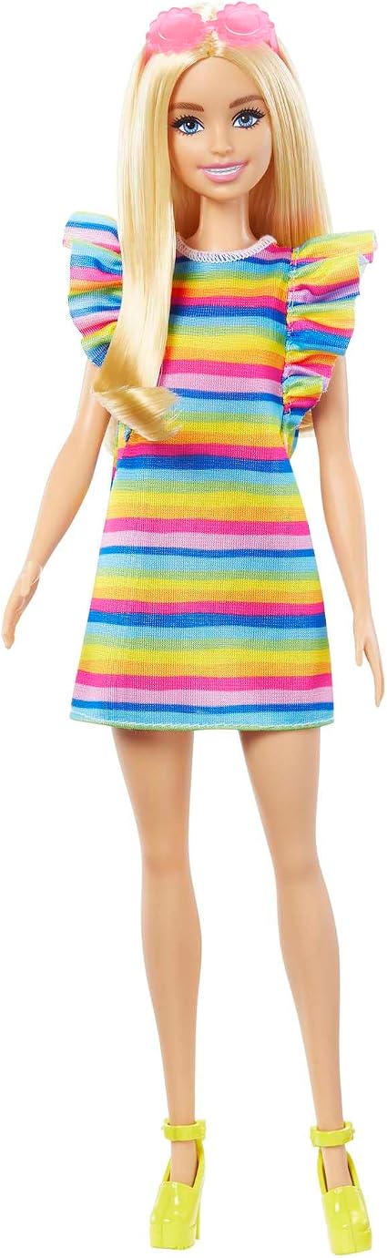 Barbie Fashionistas Doll #197 with Blonde Hair & Braces Wearing Rainbow ...