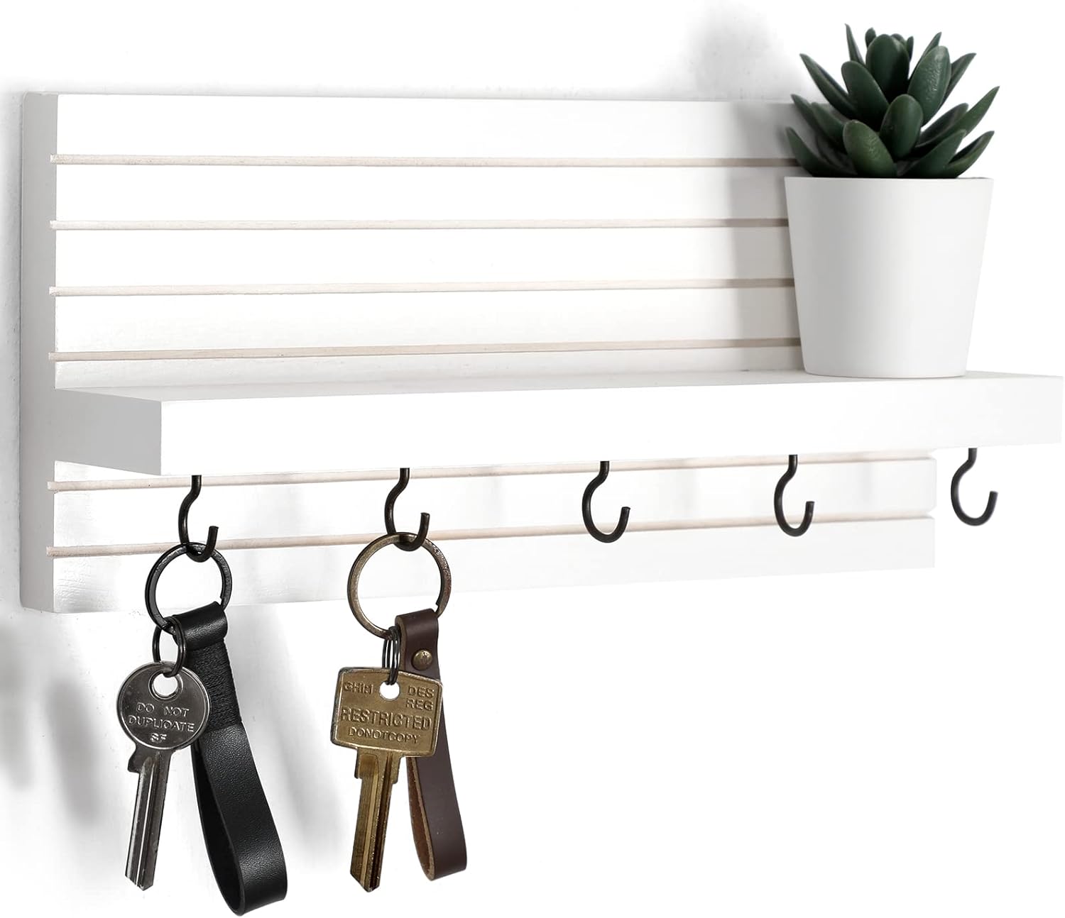 Lwenki Decorative Key Holder for Wall with Shelf, Entryway Shelf with ...