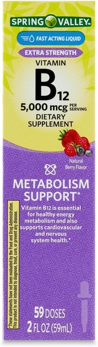 Amazon.com: Spring Valley Liquid Vitamin B12, 5000mcg, Metabolism ...