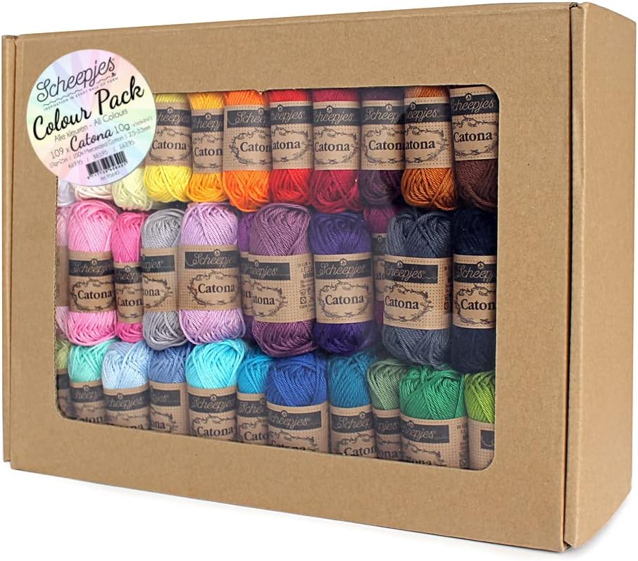 Amazon.com: Scheepjes Yarn Whirl, Catona Color Pack of 109 Skeins - 10g ...