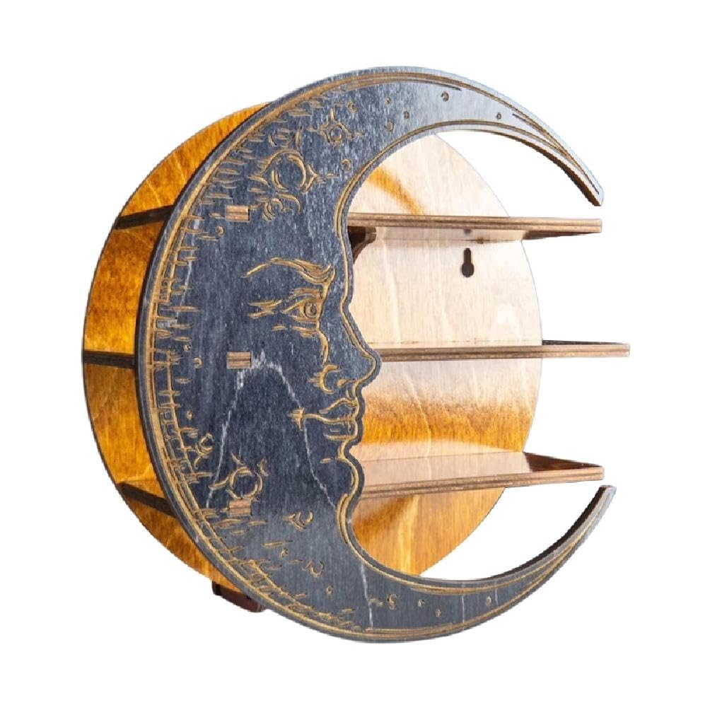 Amazon.com: ljhnba Wooden Moon Shelf Crystal Display Storage Rack Wall ...