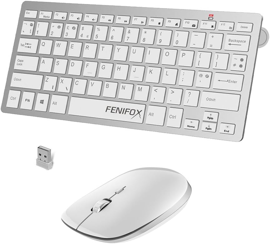 Fenifox Wireless Keyboard & Mouse Set, Ergonomic QWERTY Whisper Quiet ...