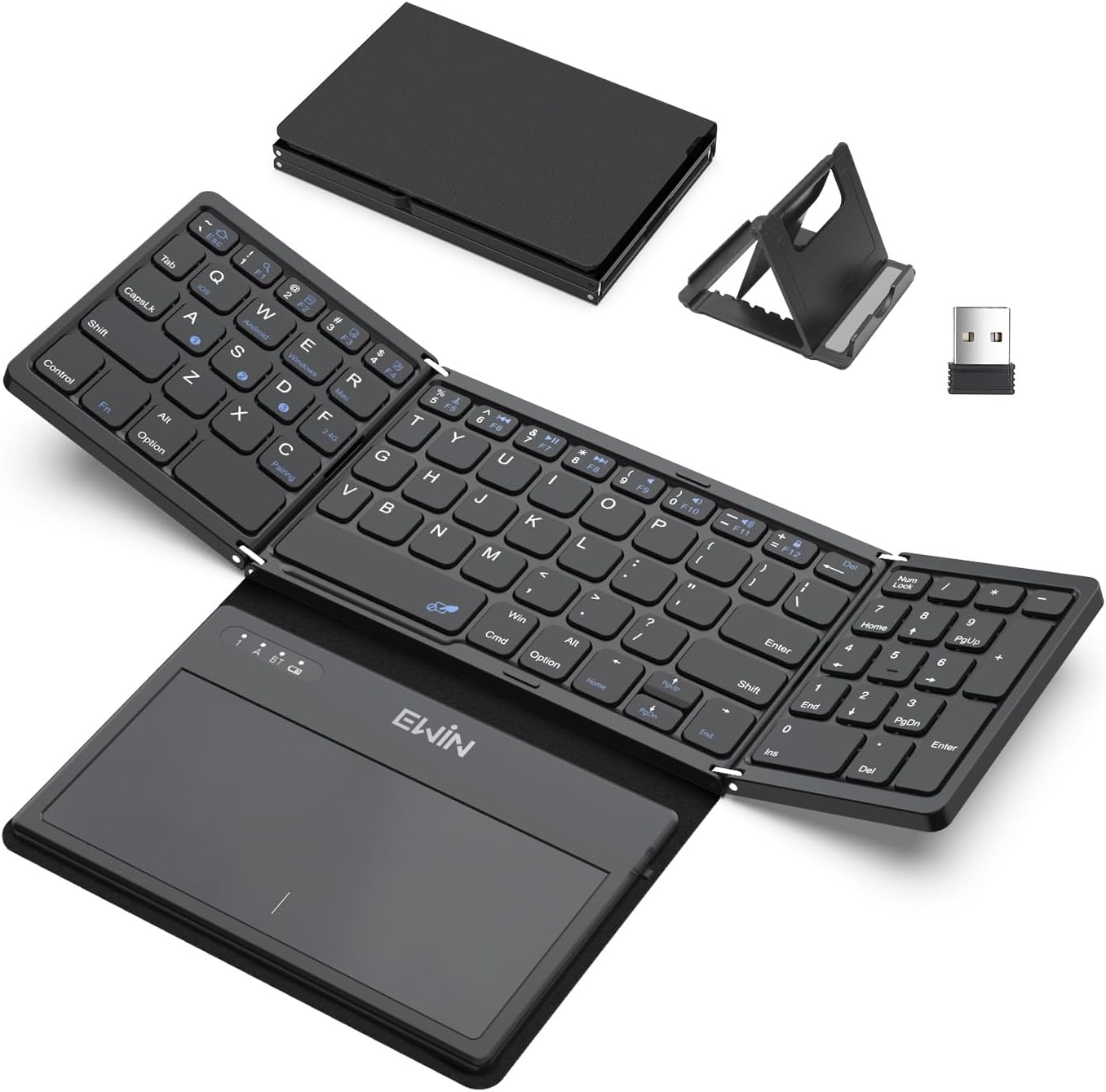 Amazon | キーボード ワイヤレス 折り畳み bluetoothとusb無線両対応 EWiN 大きいトラックパッドとテンキー付き ...