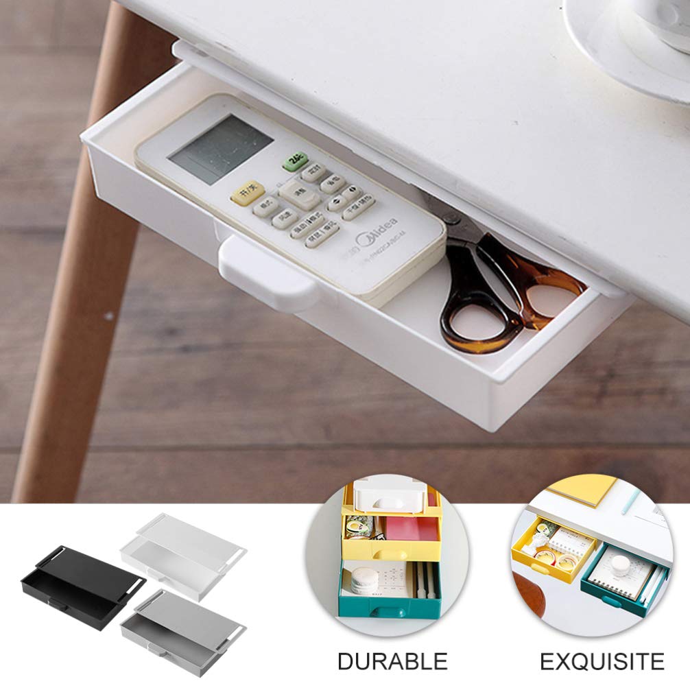 Plastic Storage Drawers LuluEasy 2 Pack Under Desk Drawer Self-Adhesive ...