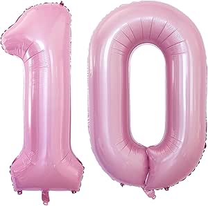 Amazon.com: GOER Number 10 Balloons for 10th Birthday Party Decorations,42 Inch Jumbo Foil ...