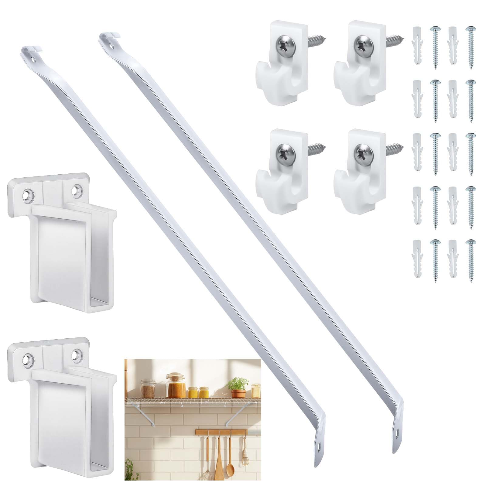 Snapklik.com : 2pcs 12Inch Wire Shelf Brackets Set, Metal White Closet ...