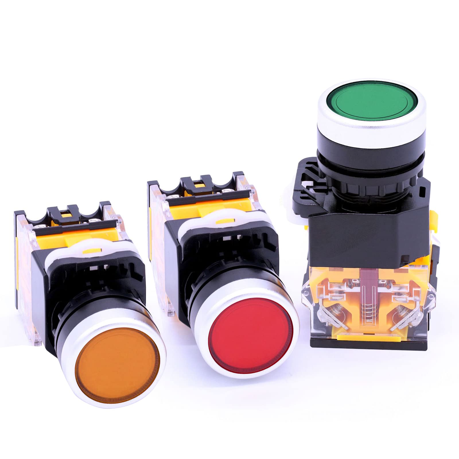 Snapklik.com : Flat Head Push Button Switch 22mm 10A 440V 1NO 1NC DPST ...
