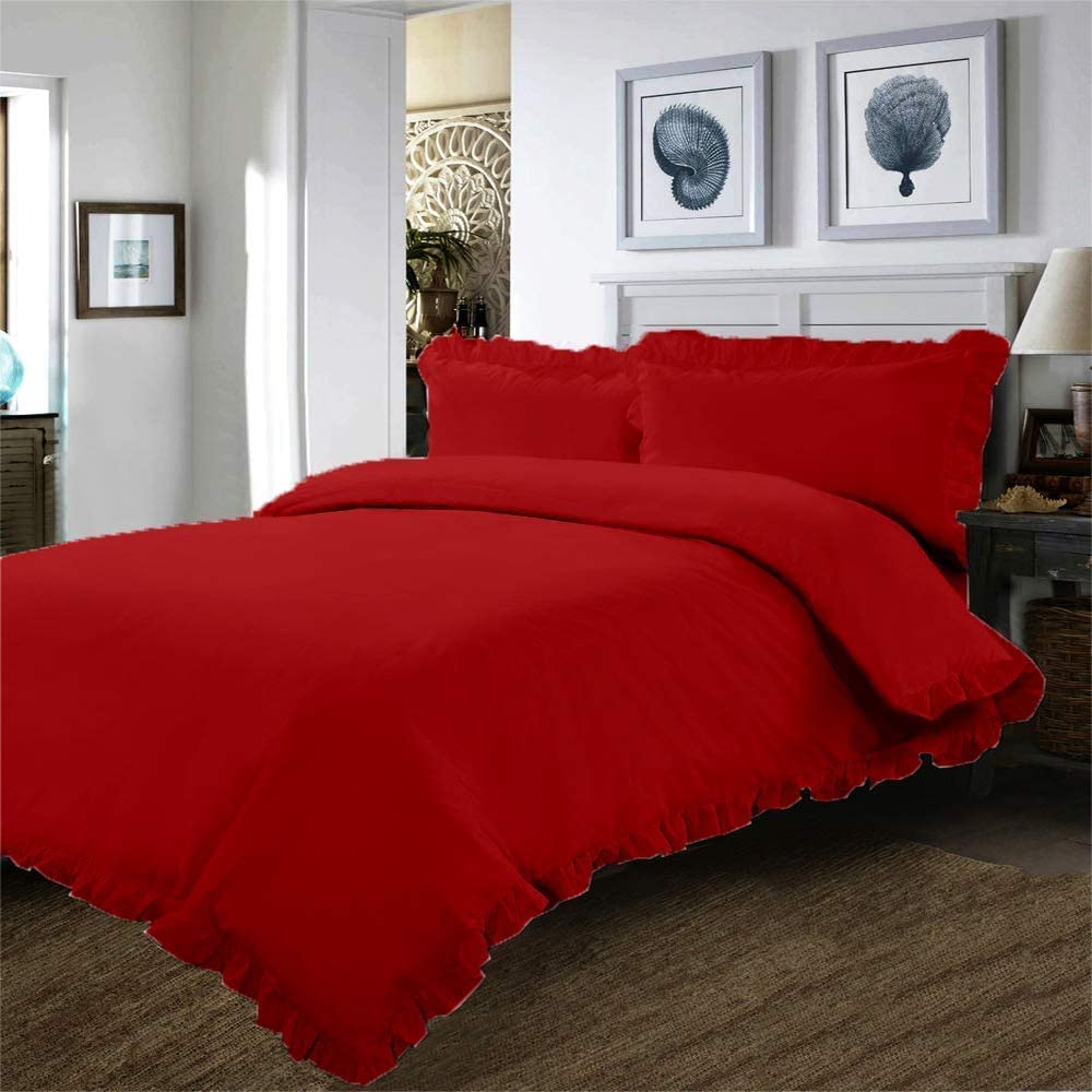 BALAJI EXPORT 800 Thread Count, 3 Piece Border Ruffle Duvet/Rajai Cover ...