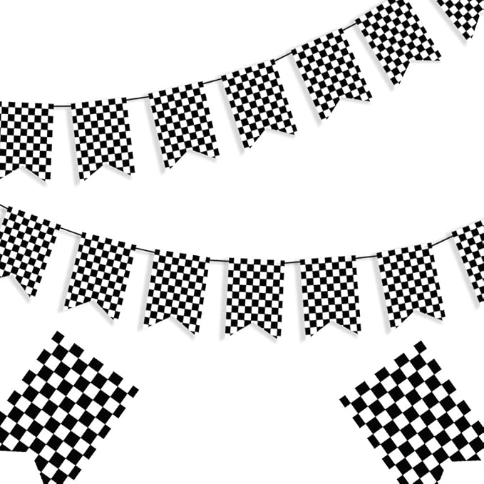 Amazon.com: Checkered Black and White Banner | Race Flag Banner ...