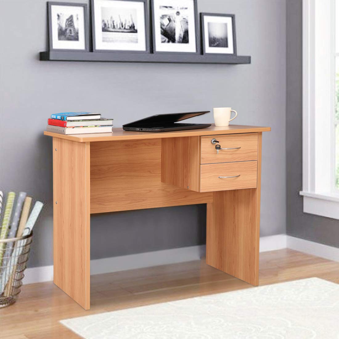 HomeTown Simply Engineered Wood Study Office Table (Matte Finish Light ...