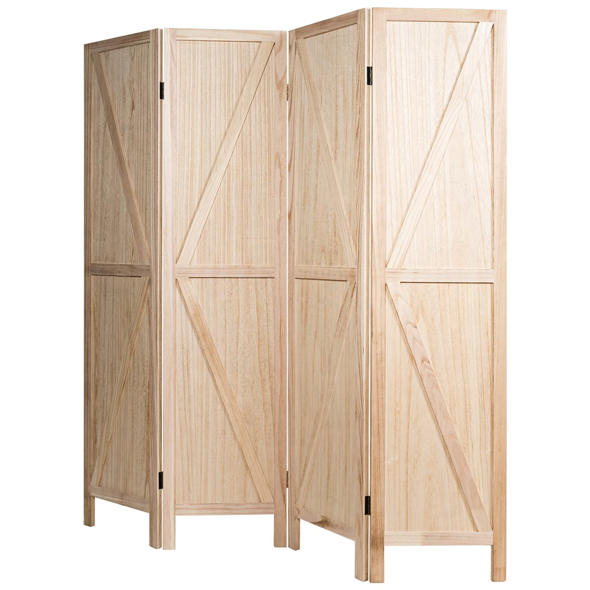 Buy CASART 4-Panel Room Divider, Folding Wooden Room Partitions Screen ...