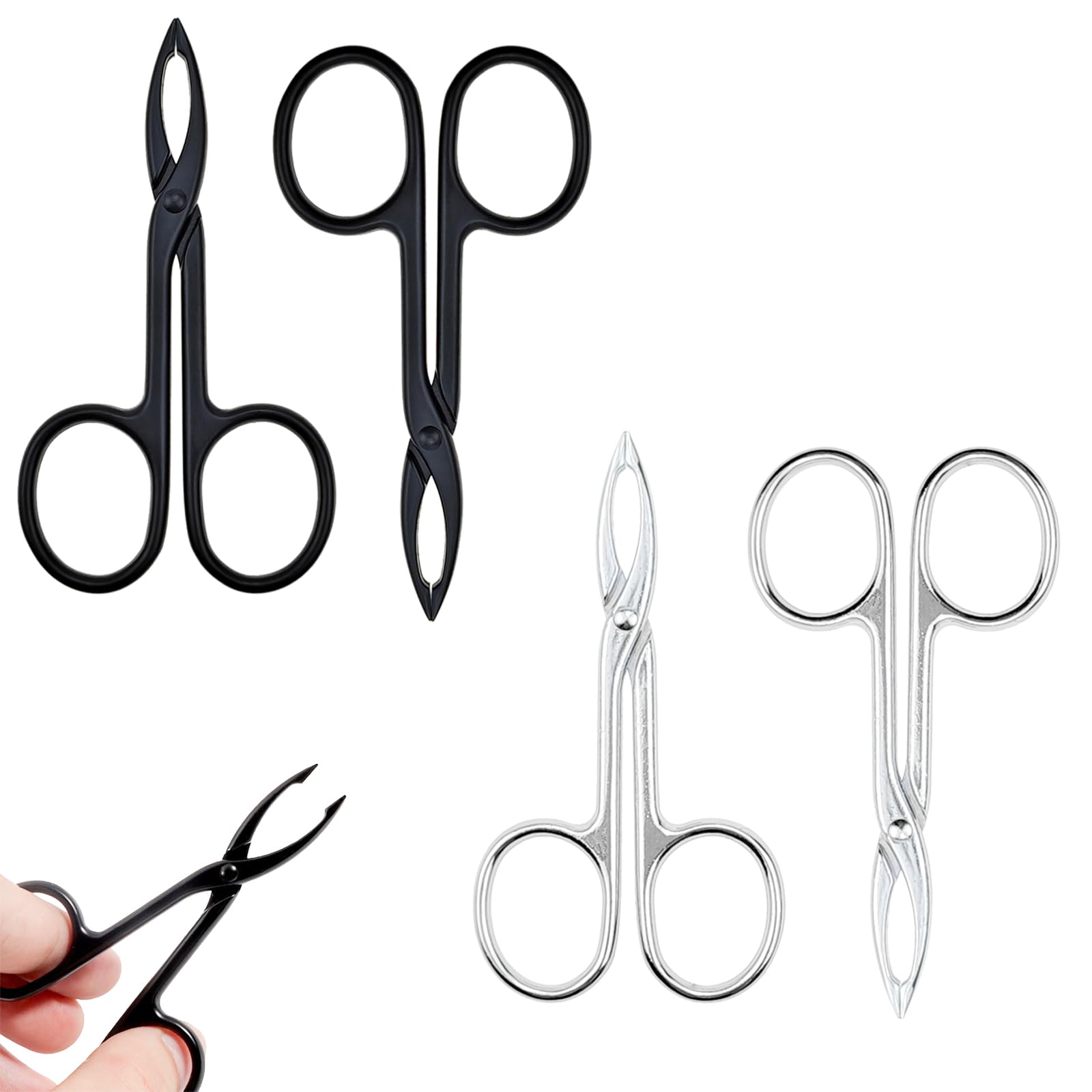 Amazon.com : 4 PACK Tweezers Scissor Straight Tip Brow Scissors for ...