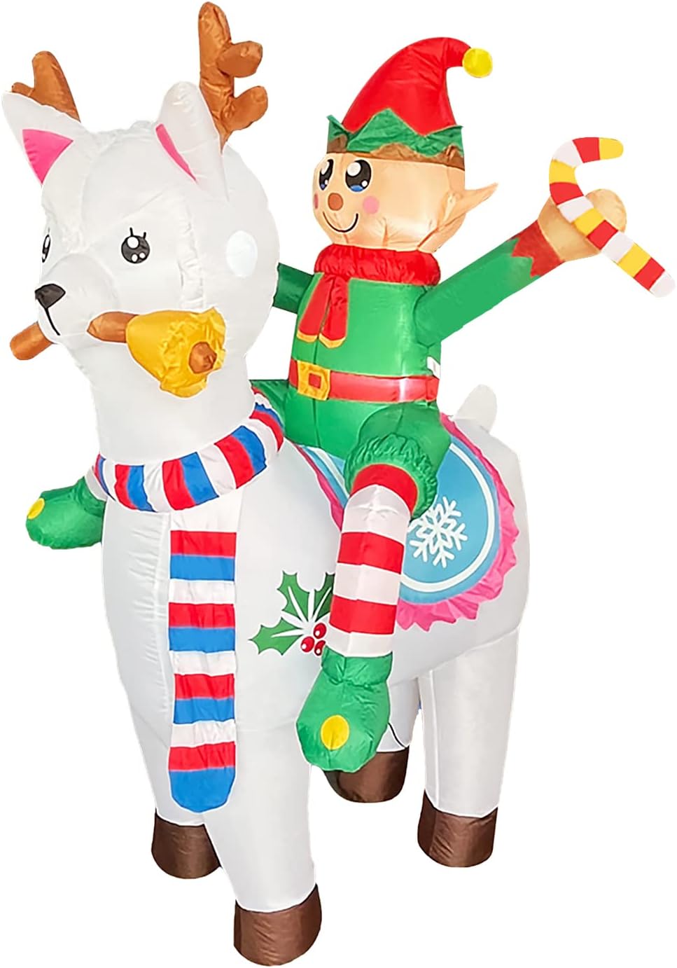 Amazon.com: IMEISH 6FT Christmas Inflatables Elf Riding Alpaca Shaped ...
