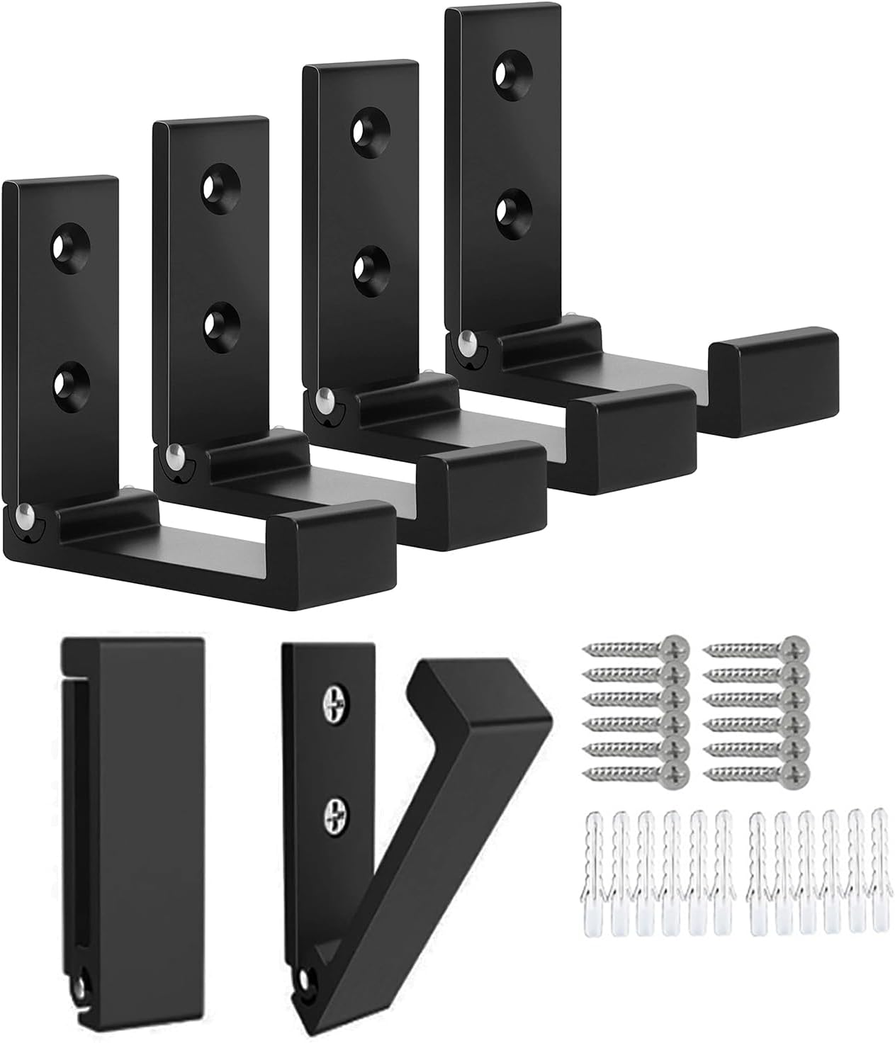 Amazon.com: MsBong 6PCS Folding Coat Hooks, Matte Black Wall Hooks for ...