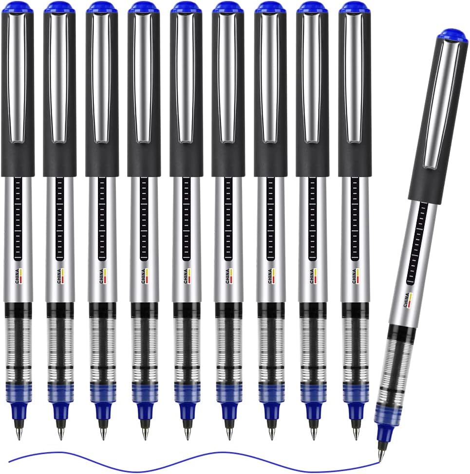 OFFCUP Tintenroller, 10 Stück Tintenroller Stifte Blau, 0,5 mm Glatter ...