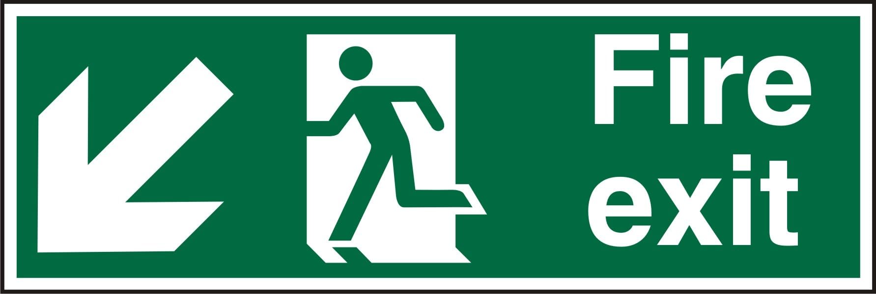 Seco Fire Exit - Arrow Pointing Down & Left, Man Running Left, Fire ...