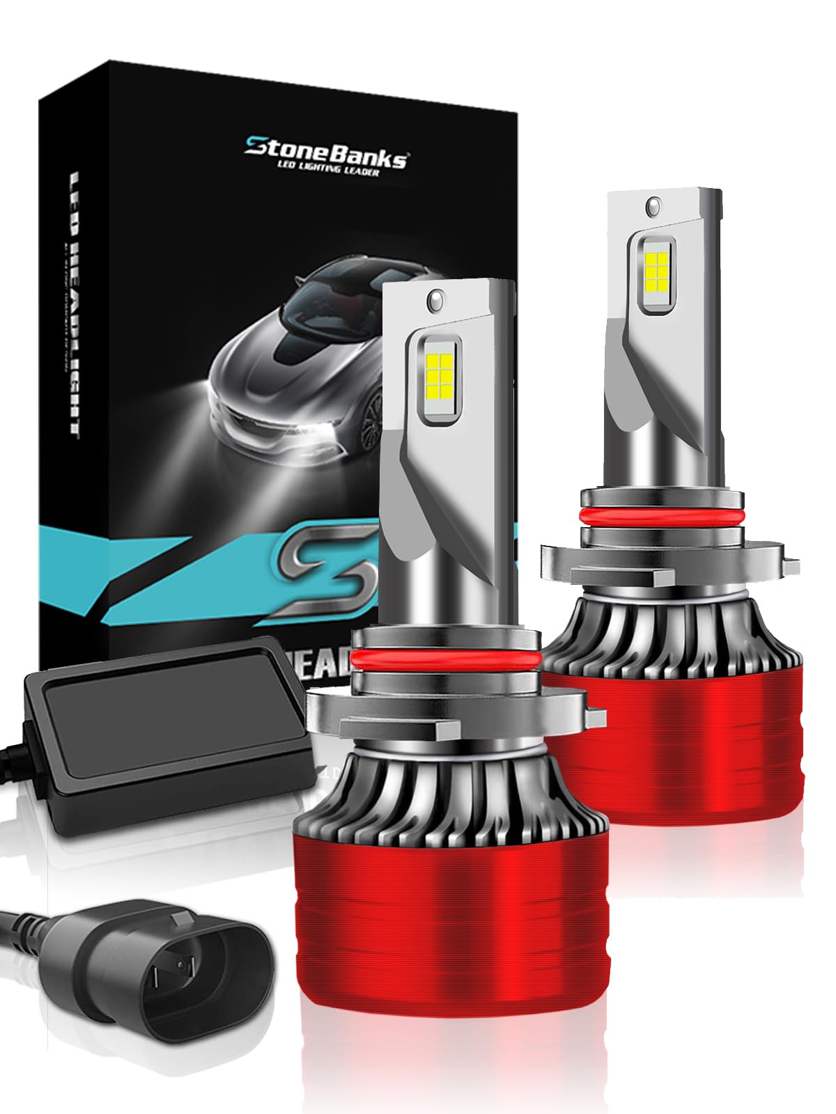 Stonebanks 9005 HB3 H10 6500K LED Headlight Bulbs,200W 24000LM 600% ...