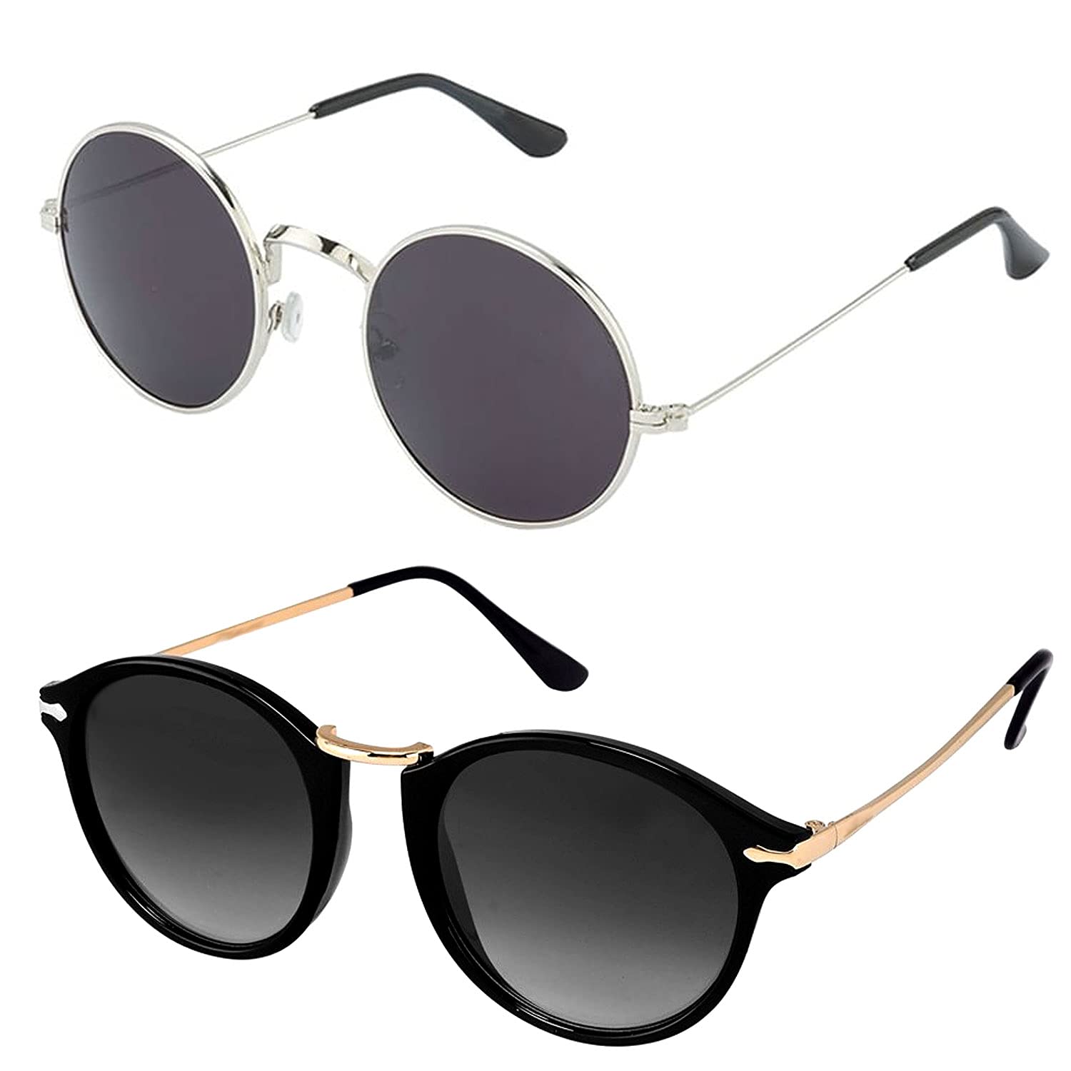 Buy Y&S Aviator Unisex Avaitor Sunglasses (Black), Scratch-Resistant ...