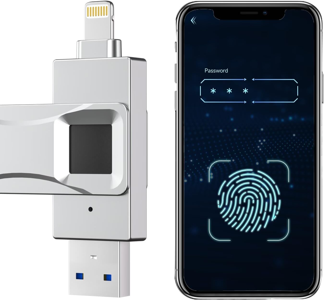 Amazon.com: Howay 256/128/64GB Encrypted USB Flash Drive, Fingerprint ...