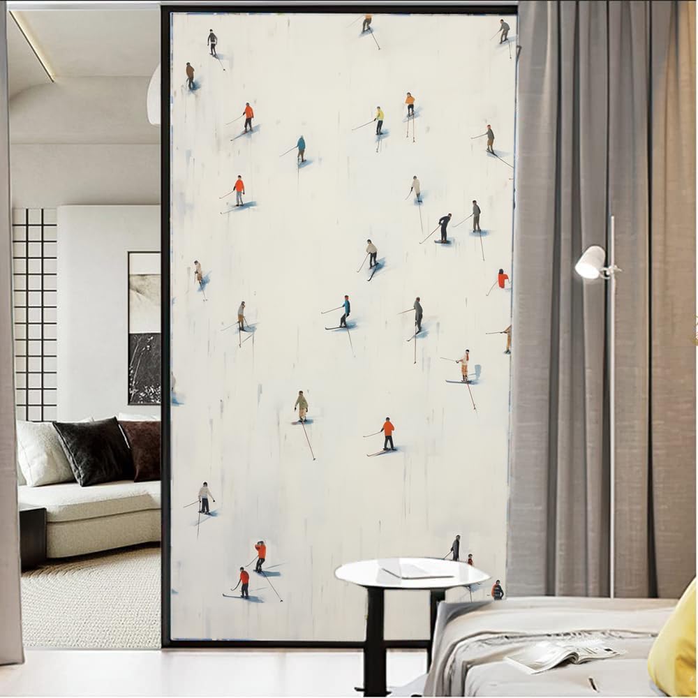 Amazon.com: Dunmat Skiing Sporting Stained Glass Window Film Vintage ...