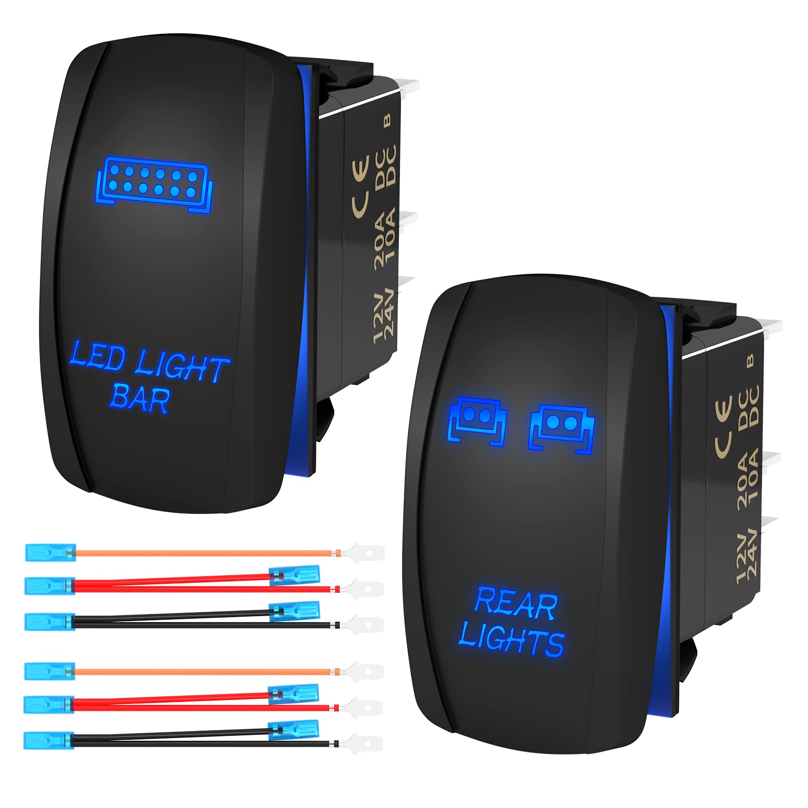 Joinfworld LED Light Bar Rocker Switch and Rear Light Toggle Switch ON ...