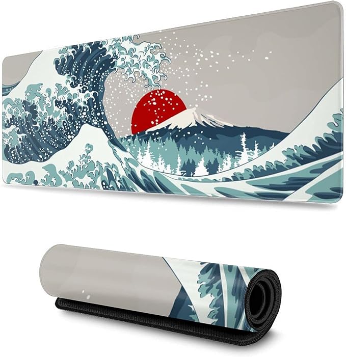 Japanese Wave Red Sun Gaming Mouse Pad XL, Extended Large Mouse Mat ...