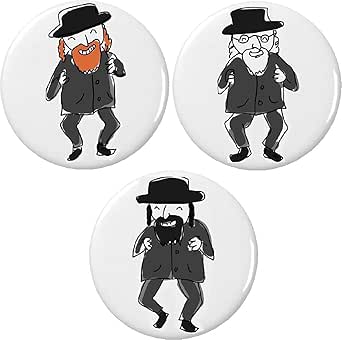 Amazon.com: Set 3 Jewish Rabbis Pinback Buttons Pins Rabbi Jew Torah ...