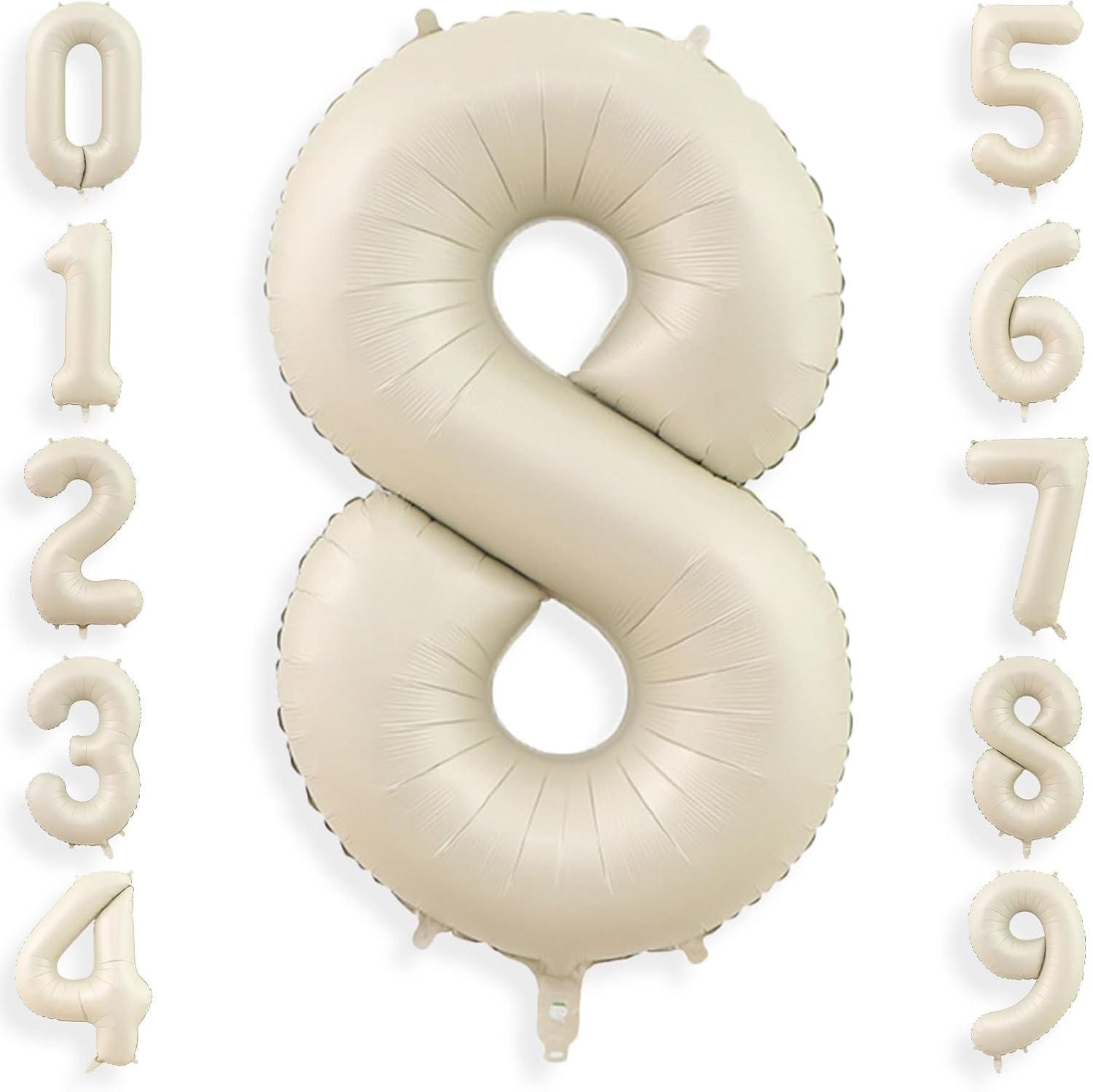 Amazon.com: 40 Inch Cream White 8 Balloon Numbers, Large Number 8 ...