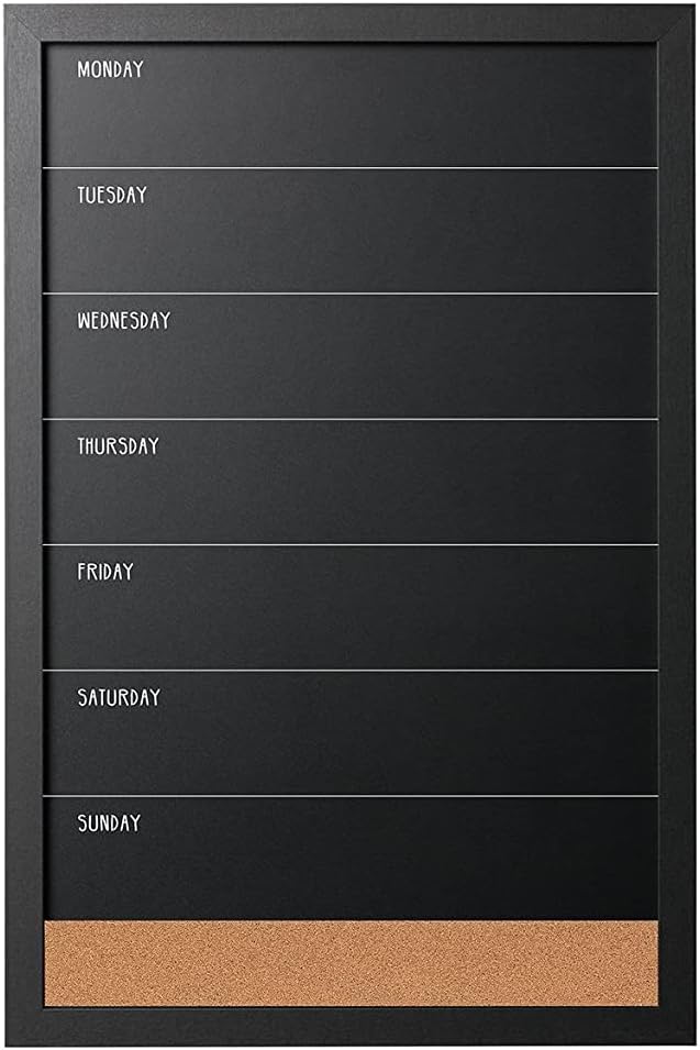 MasterVision Combo Weekly Planner Wallmount Chalkboard with Natural ...
