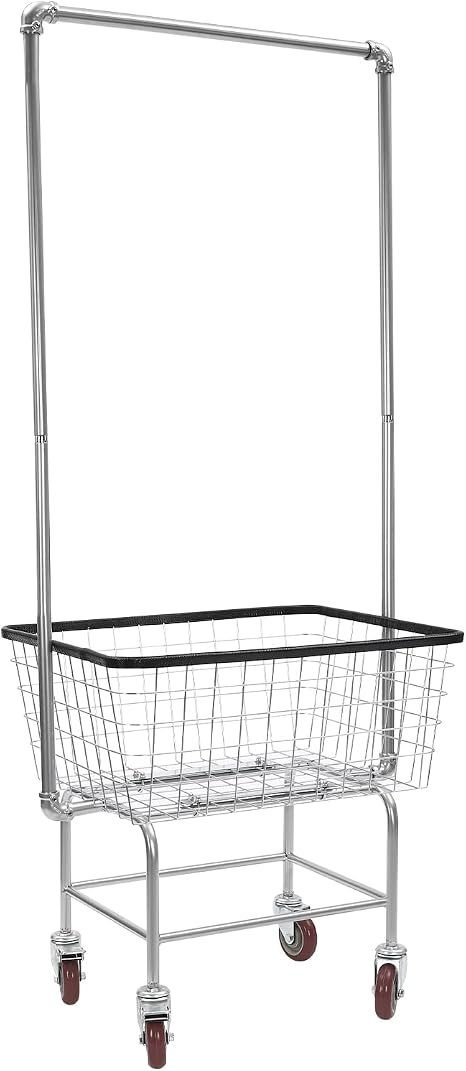 Amazon.com: Steel Wire Laundry Cart, Free Standing Laundry Basket Cart ...
