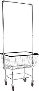 Amazon.com: Wire Laundry Cart with Hanging Rack, Wire Laundry Basket ...