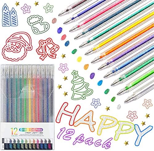 Amazon.com : Amitasha 1.0mm Metallic Glitter Gel Pen Color Set for ...