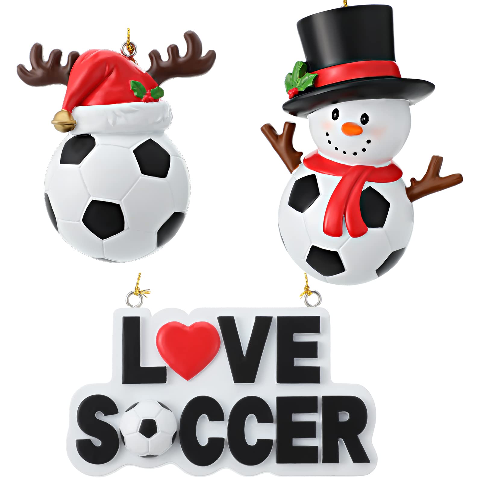 Amazon.com: 3 Pieces Christmas Soccer Ornament 2024 Hanging Include ...
