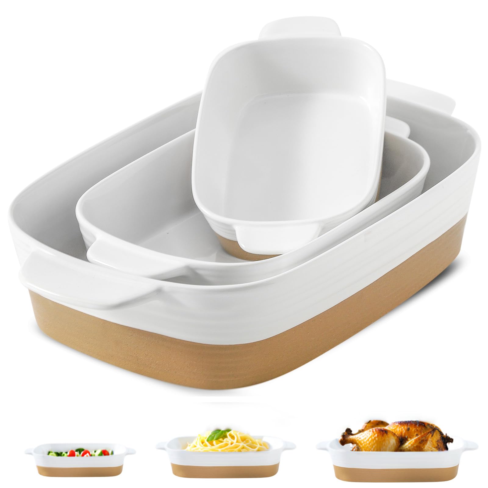 Amazon.com: Hasense Casserole Dishes for Oven, Ceramic Baking Dishes ...