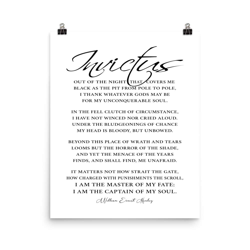 Invictus Poem Mandela Invictus, William Ernest Henley Typography