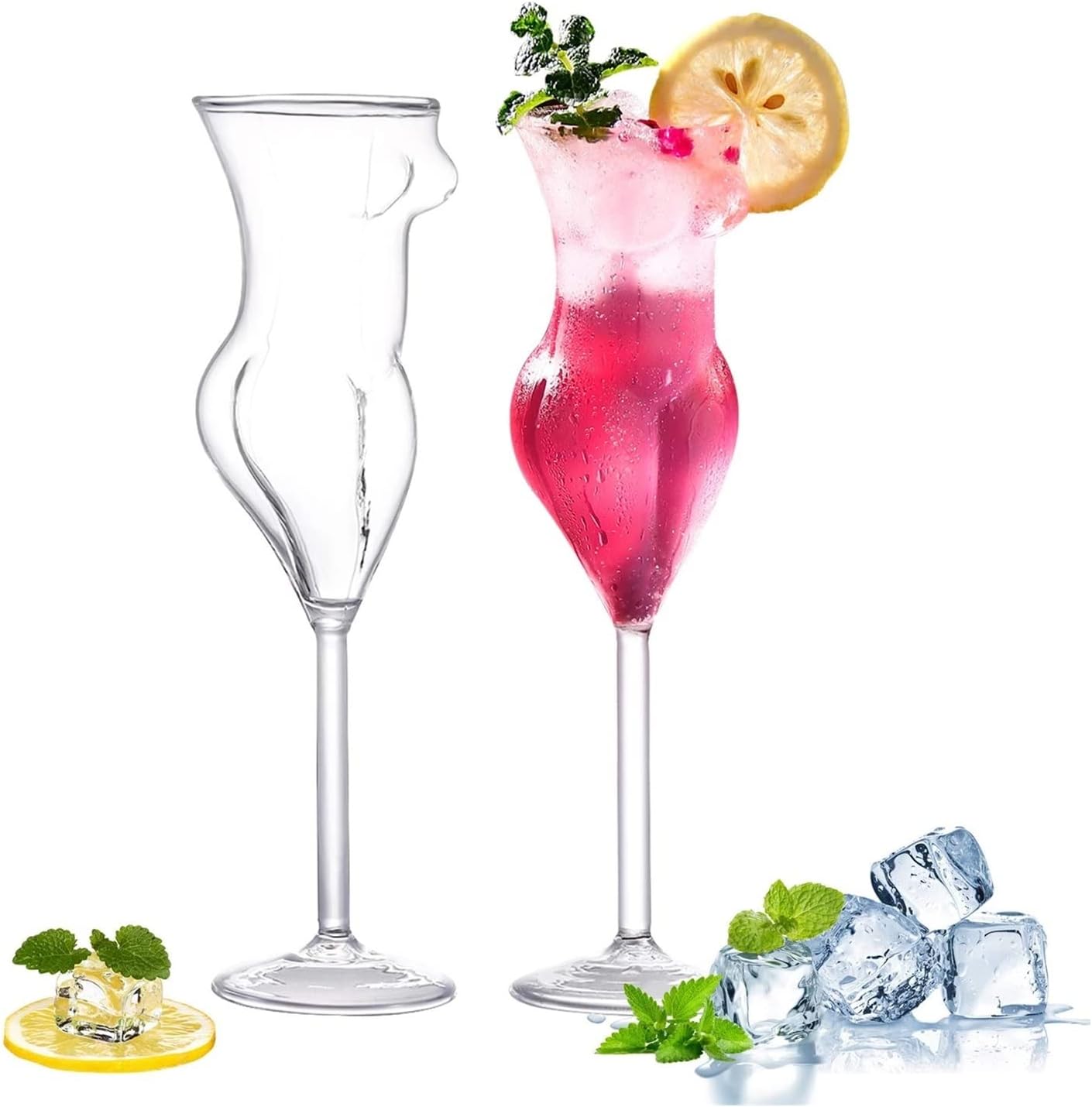 GENIGW – Juego de 2 copas de cóctel para mujer, copa en forma de cuerpo ...