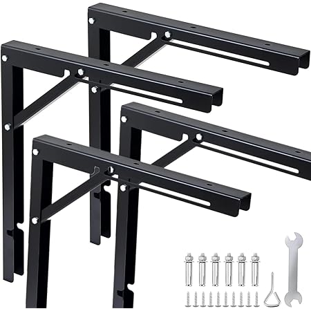 Amazon.com: 24inch Folding Shelf Brackets Garage Heavy Duty Steel Max ...