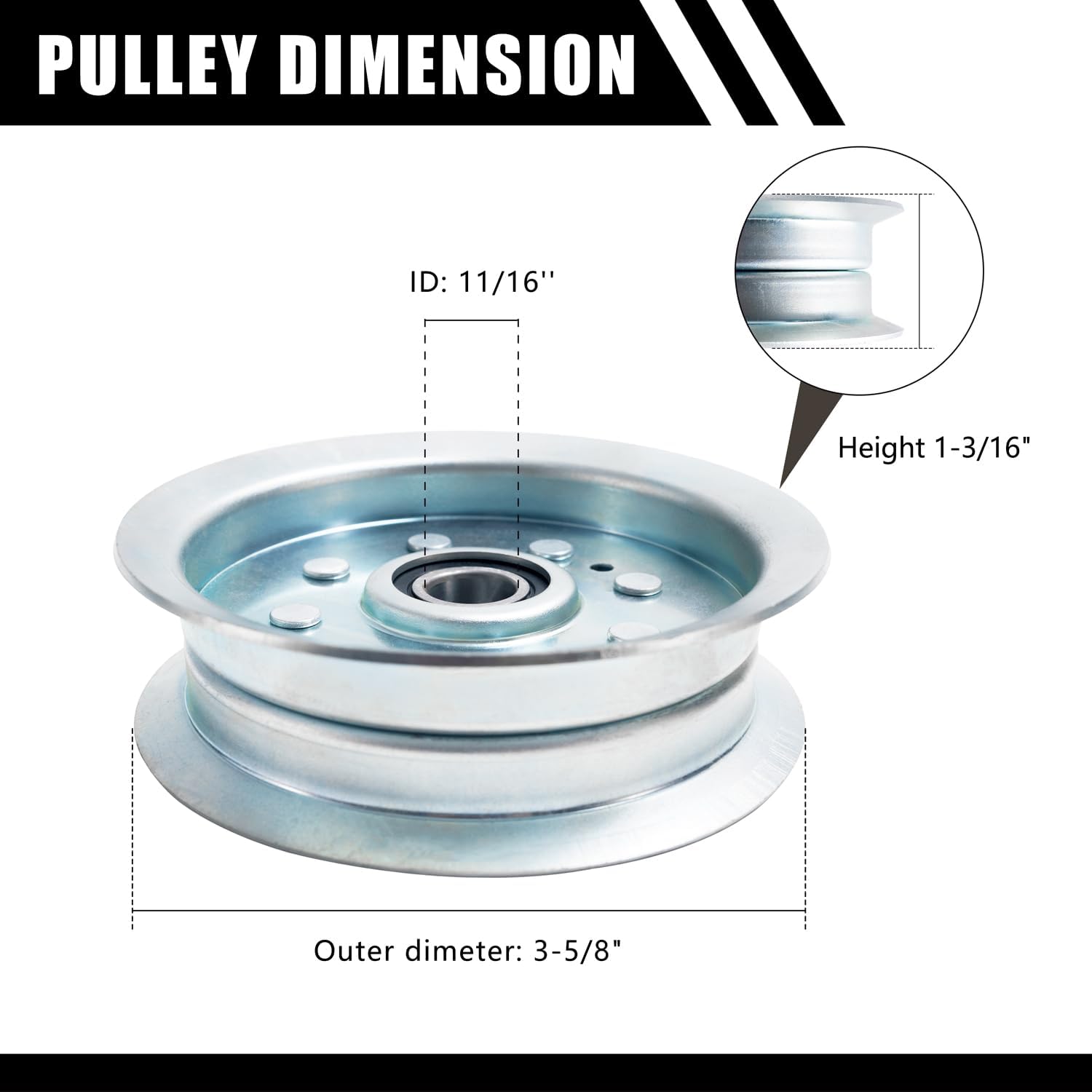 Flat Idler Pulley 2 Pack Replaces John Deere GY22172 Idler Pulley John ...