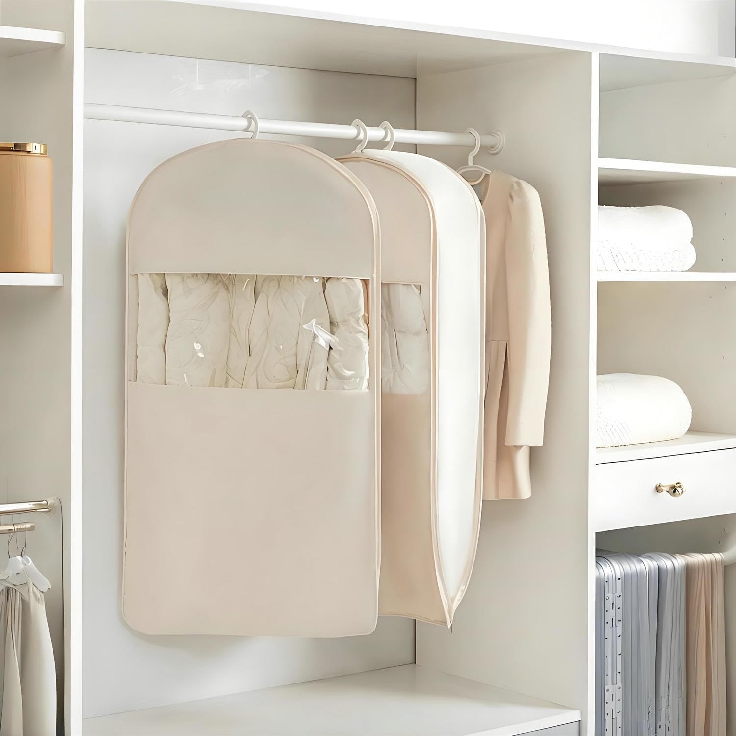 Amazon.com: Space Saving Hanging Garment Bag with Self Compression ...