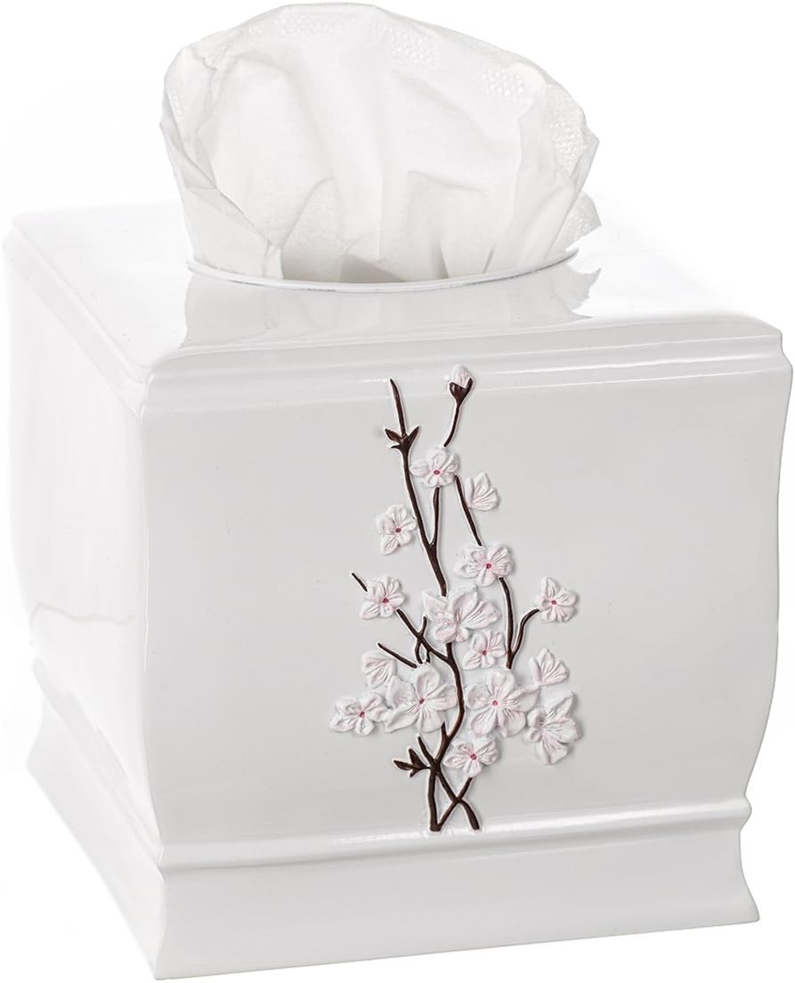 Amazon.com: Creative Scents Tissue Box Cover Square - Decorative White ...