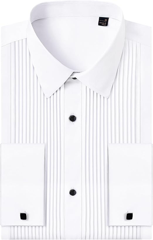 Amazon.com: J.VER Tuxedo Shirts for Men French Cuff Dress Shirt with ...