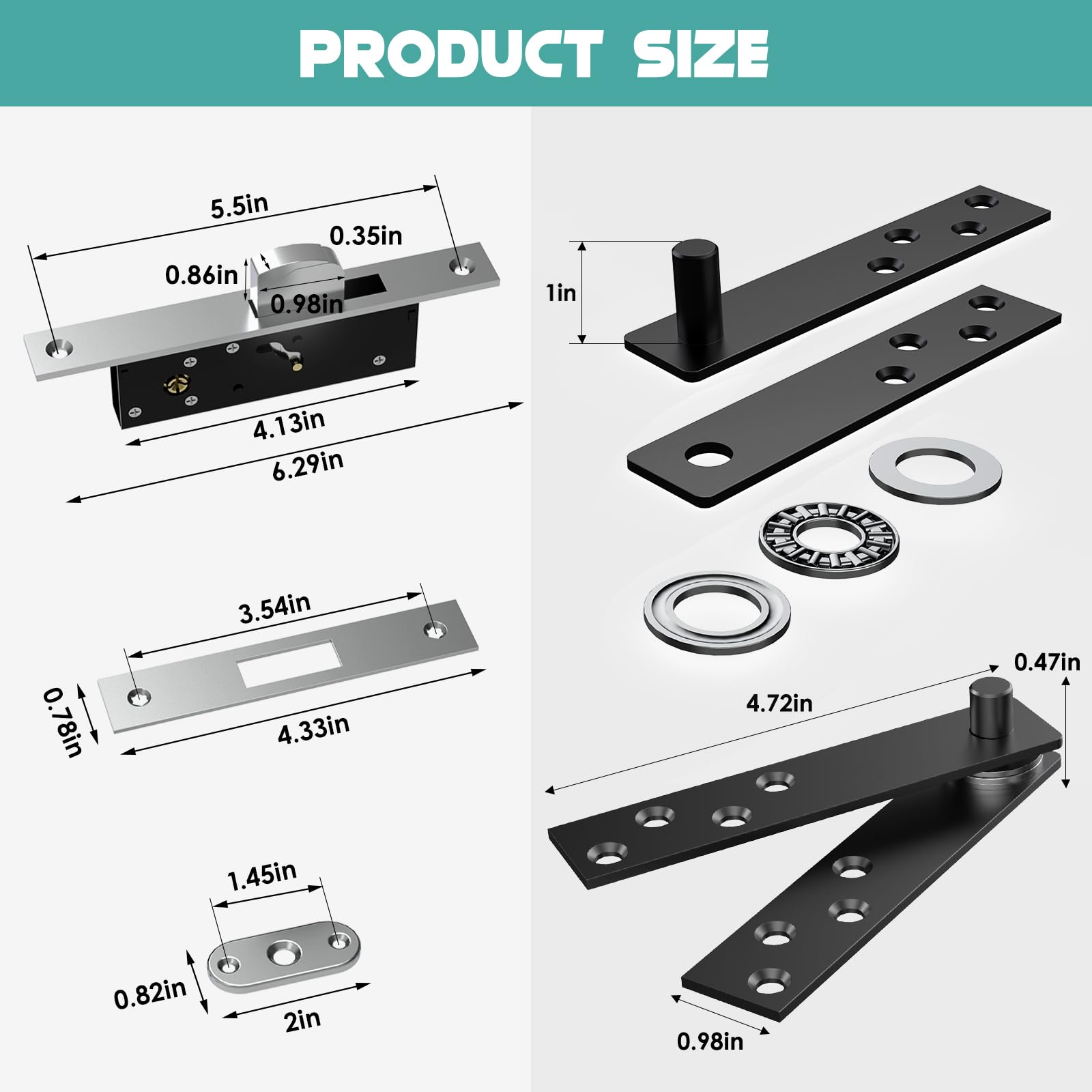 Snapklik.com : Door Pivot Hinges - Heavy Duty 360 Hidden Hinge Kit For ...