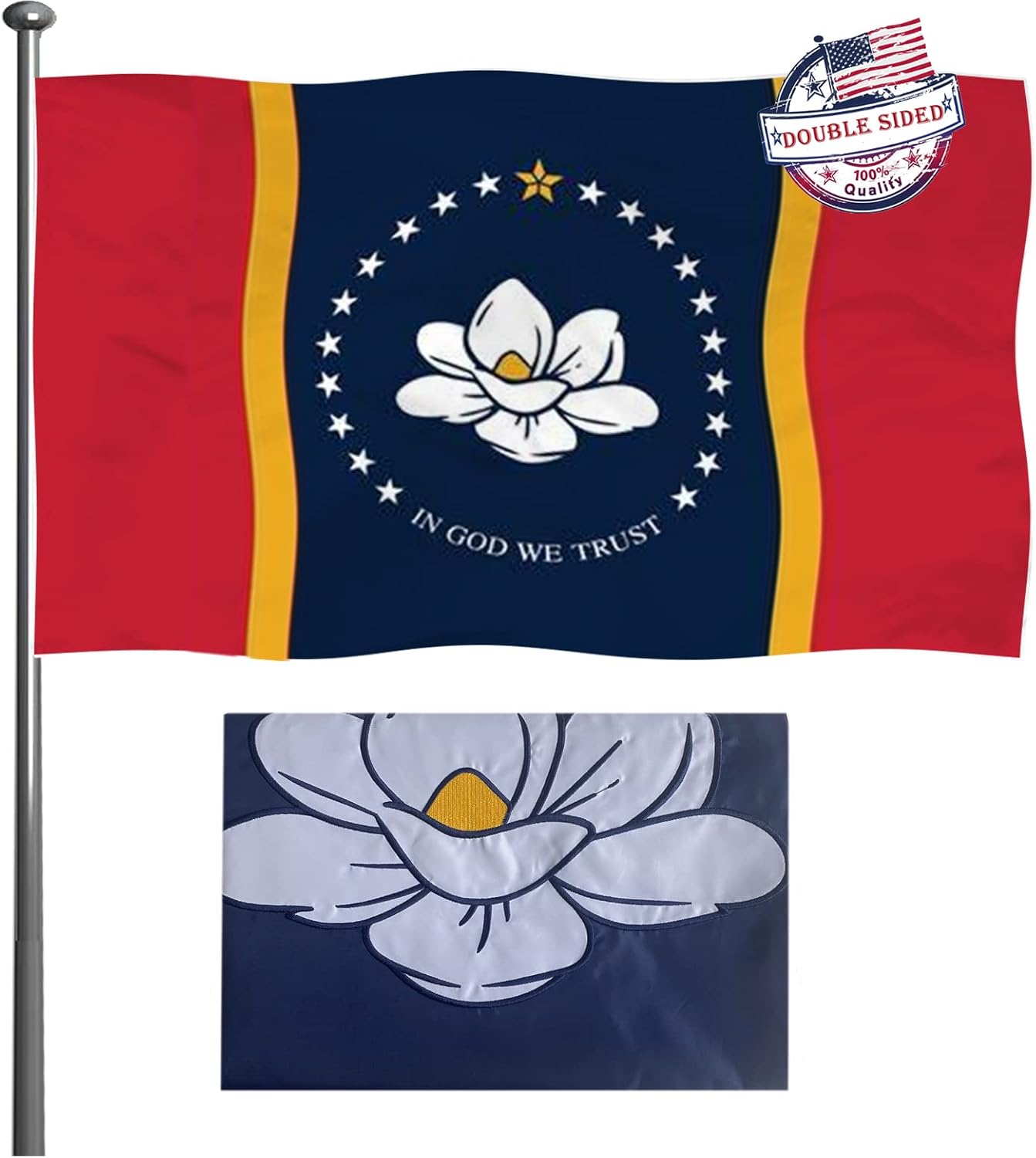 Amazon.com : Mosprovie Mississippi Magnolia Flag Double Sided 3x5 ...