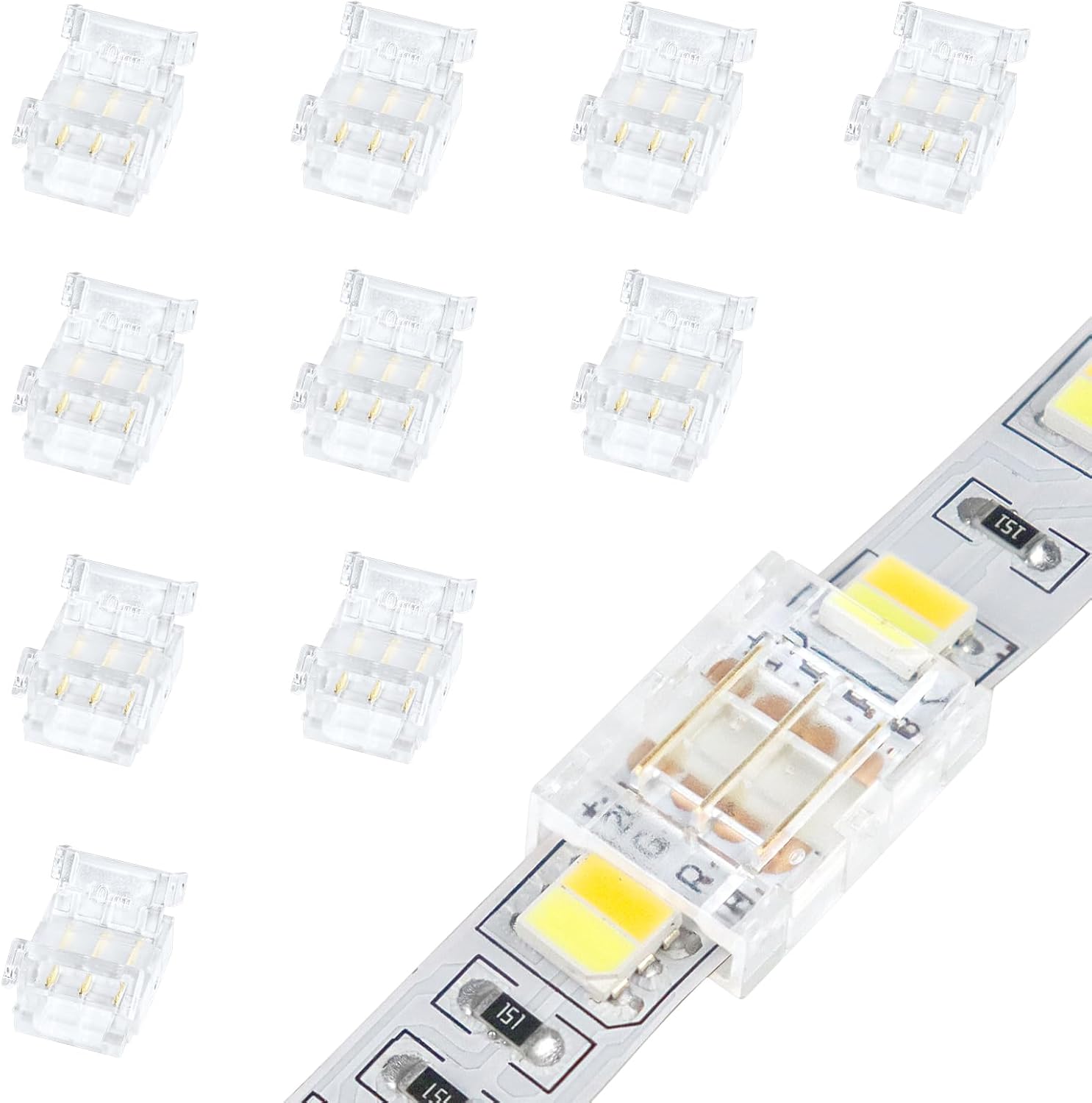 LightingWill LED Connectors 3Pin 10mm, 10 PCS Strip to Strip Connector ...