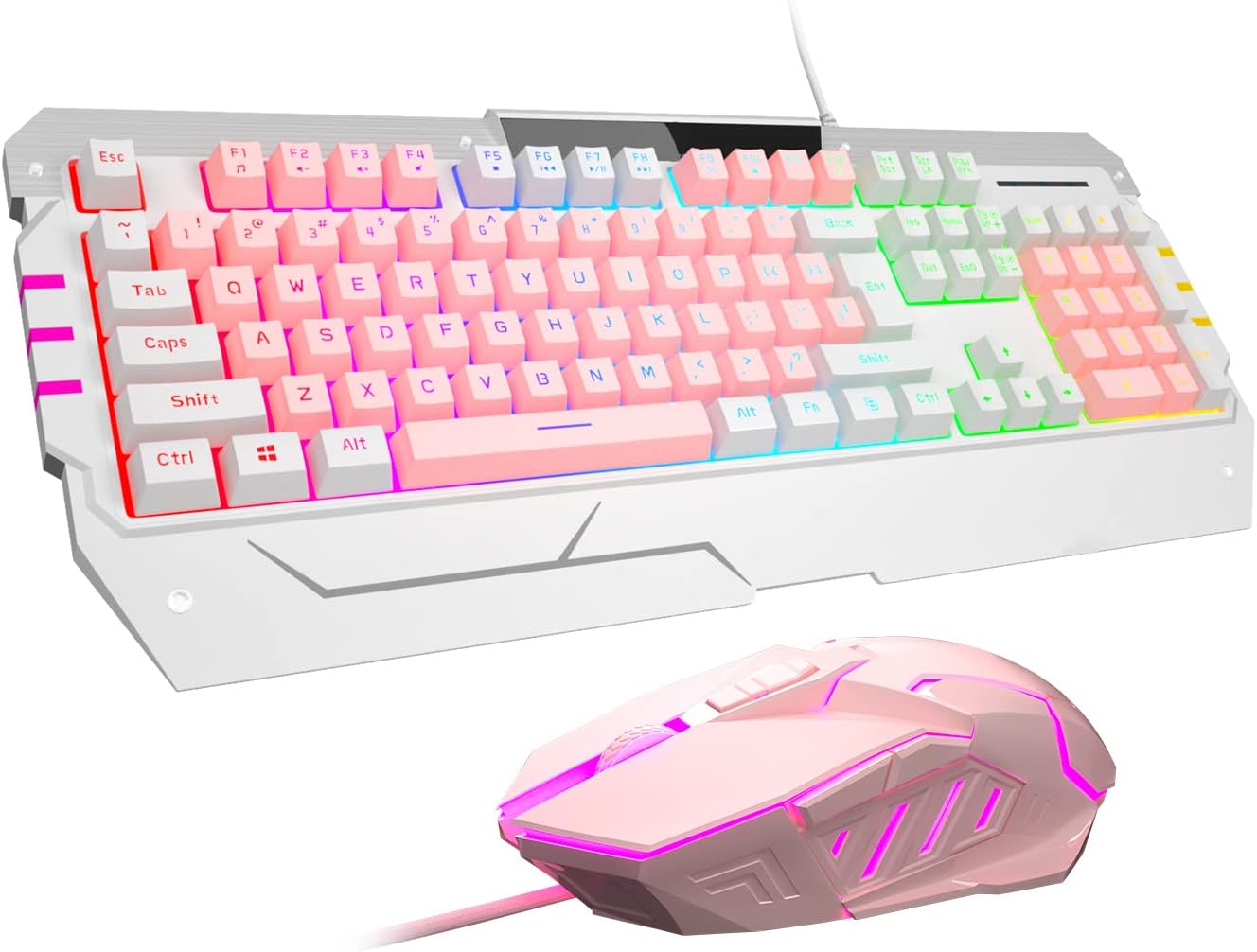 Amazon.com: Pink Keyboard USB Gaming Keyboards and Mouse Combo, GT817 ...