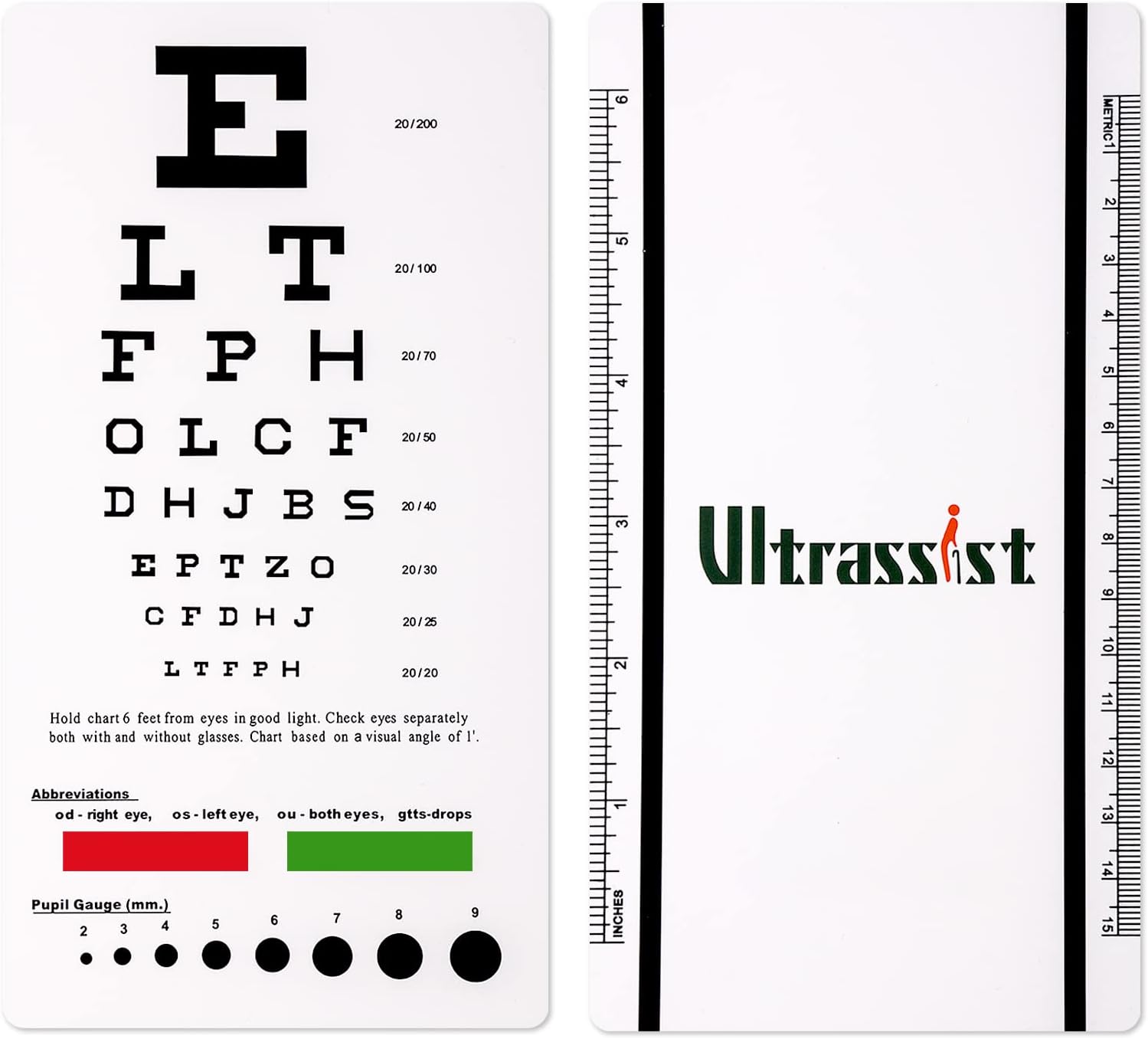 Buy Ultrassist Snellen Eye Chart Pocket Size Eye Testing Chart 6 Feet 